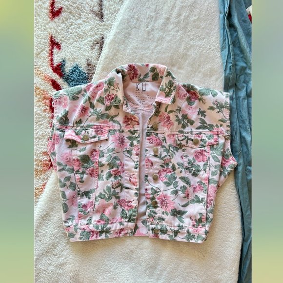 Carole Little | Jackets & Coats | Vintage 9s Floral Pink Denim Altered ...